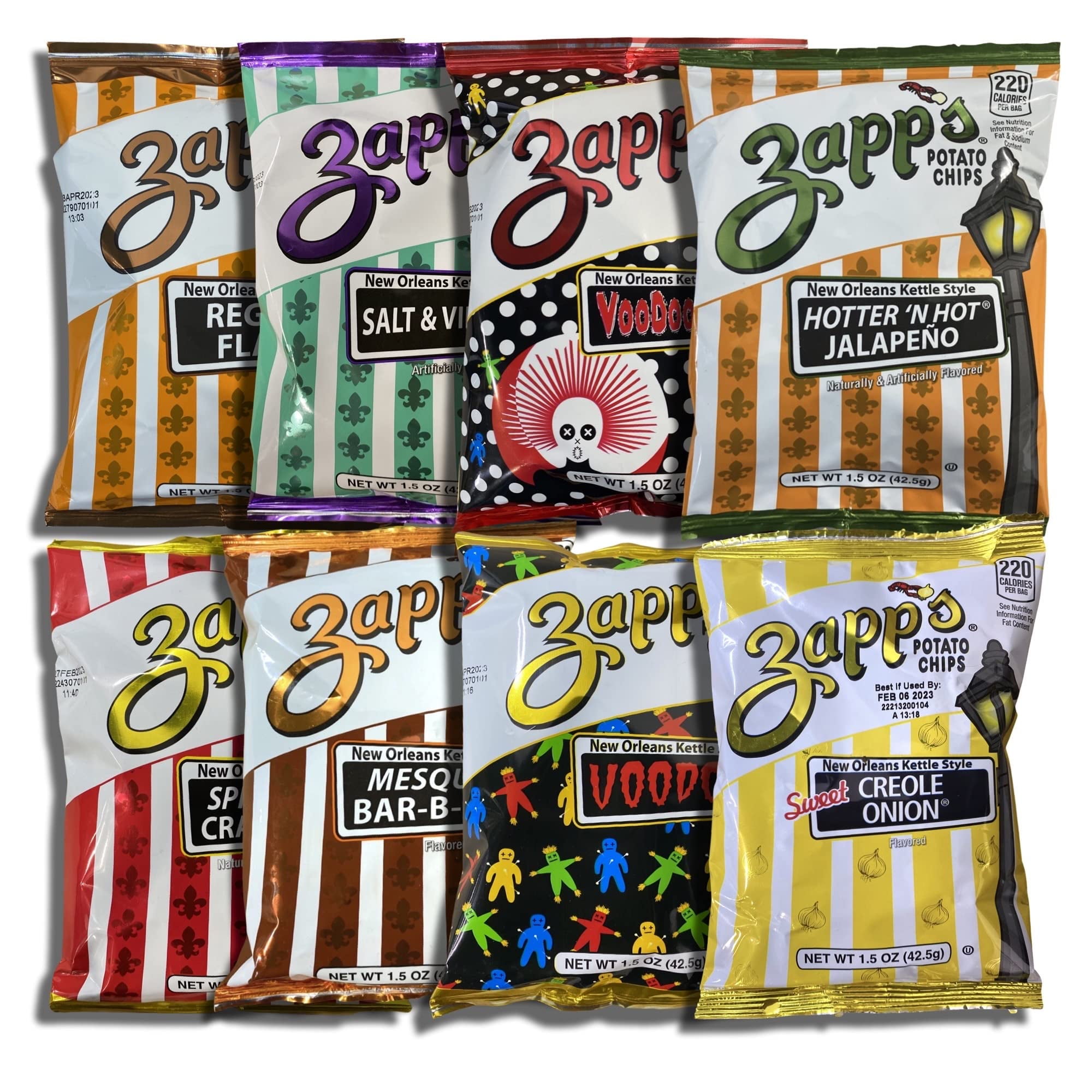 Zapp's New Orleans Kettle Style Potato Chips 8 Flavor Variety Pack ...