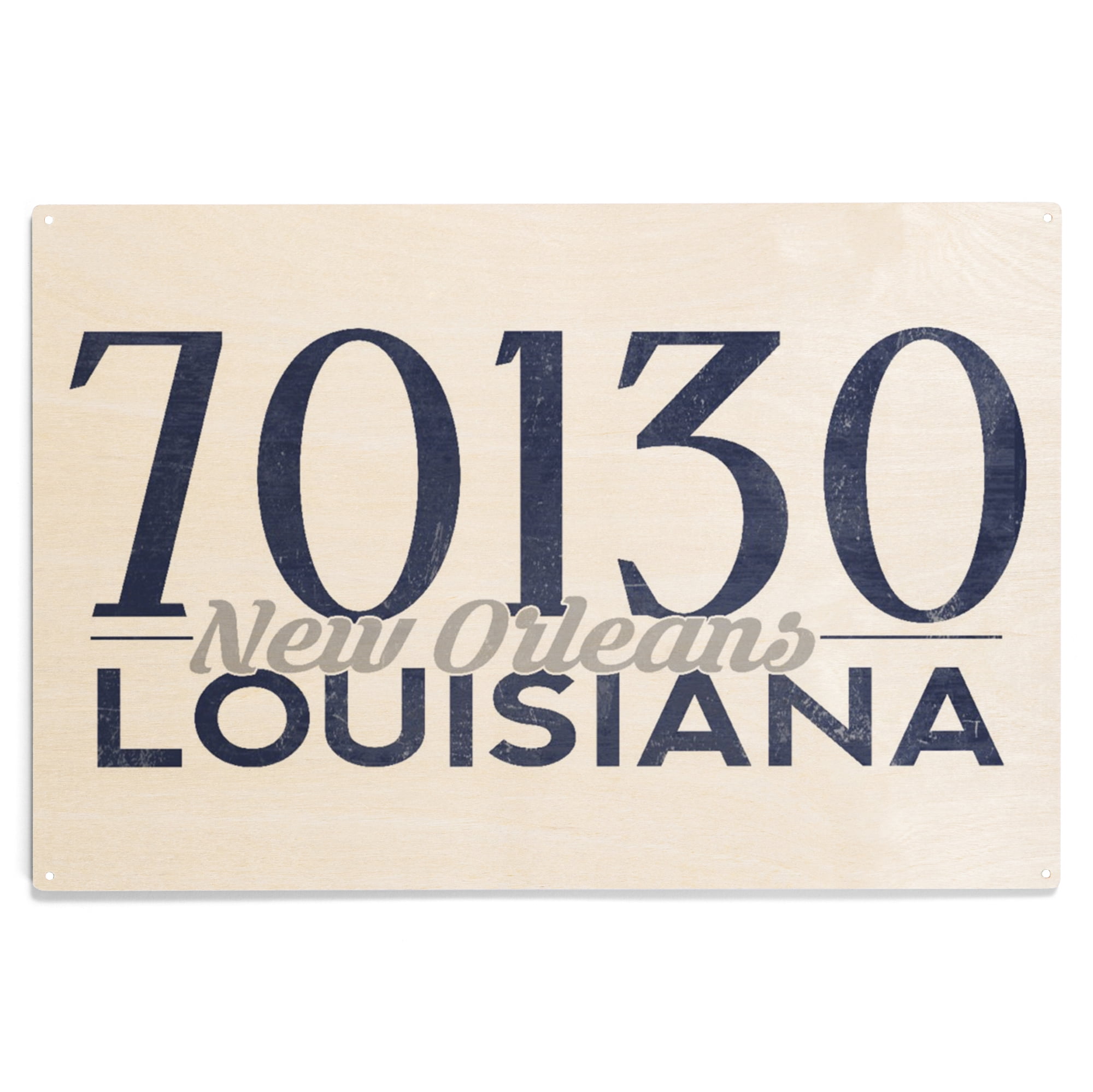 New Orleans, Louisiana, 70130 Zip Code (Blue) Birch Wood Wall Sign ...