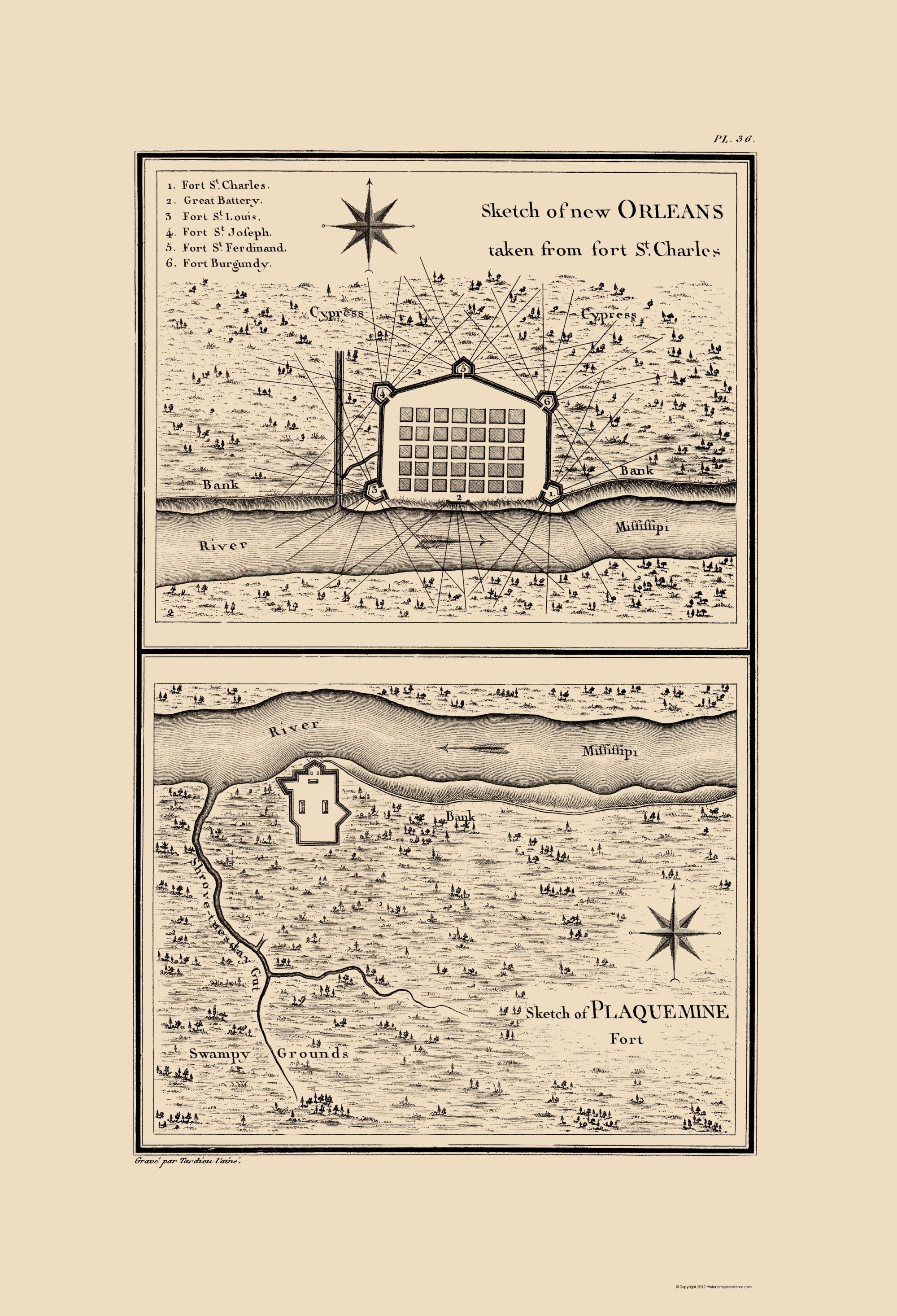 Historic City Map - New Orleans Louisiana - Collot 1796 - 23 x 33.73 ...