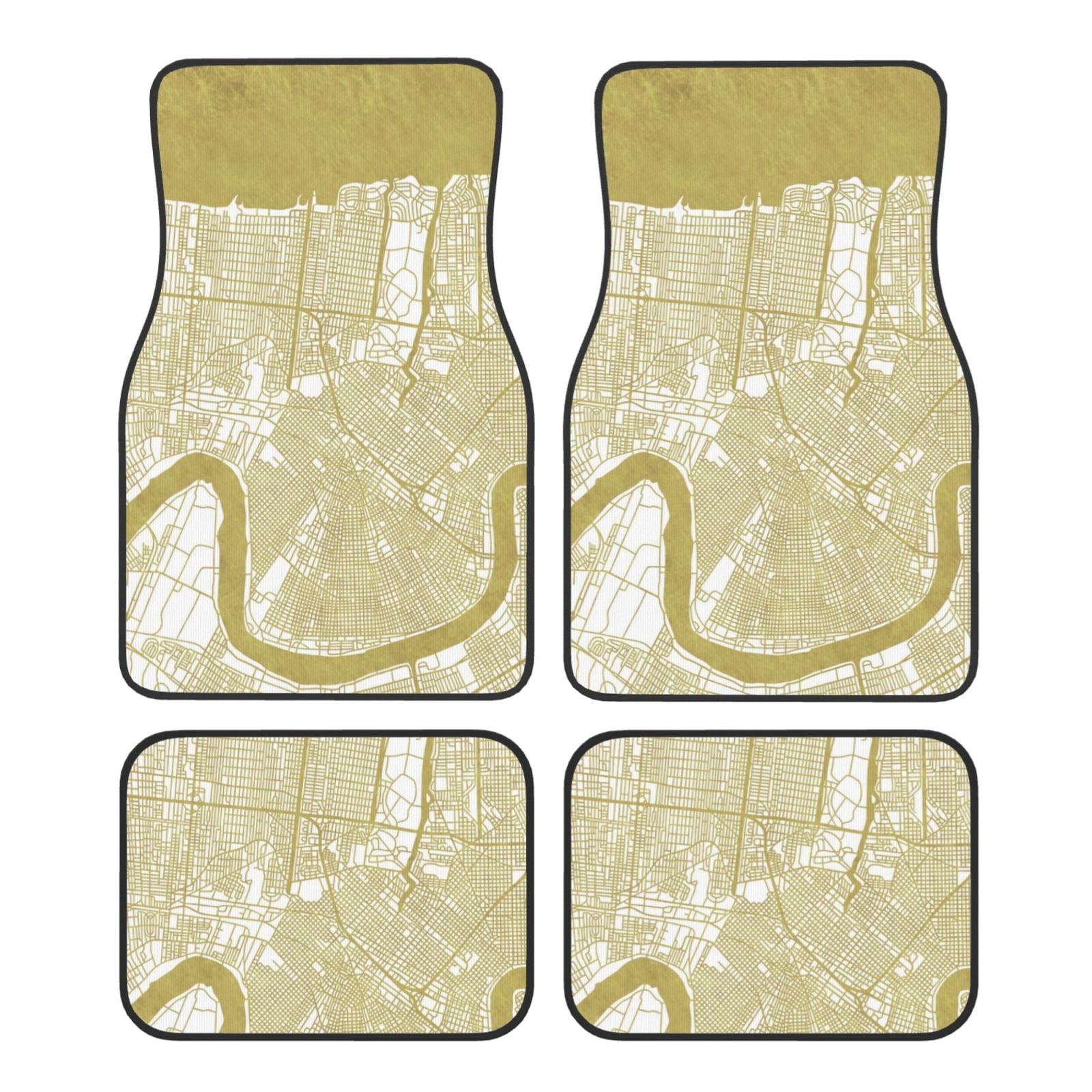 New Orleans Map Gold Floor Car Mat Universal Fit Car Floor Mats Fit for ...