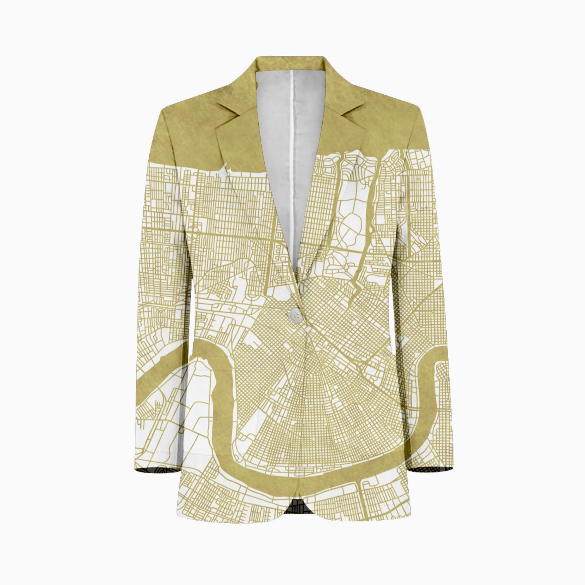 New Orleans Map Gold Mens Suits Shawl Collar Slim Fit Suit Mens Groom ...