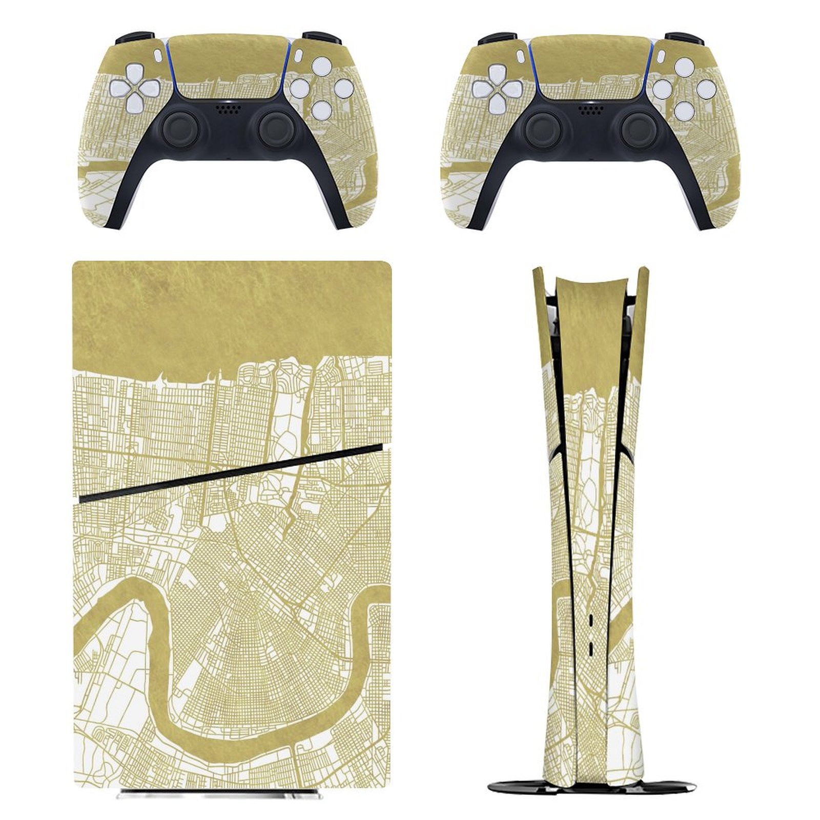 New Orleans Map Gold PS5/PS5 Pro/PS5 Slim Digital Disc Skin Sticker For ...