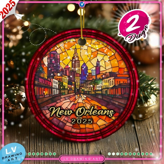New Orleans Noel Ornament 2025, Stained Glass Style, Beignet Ornament ...