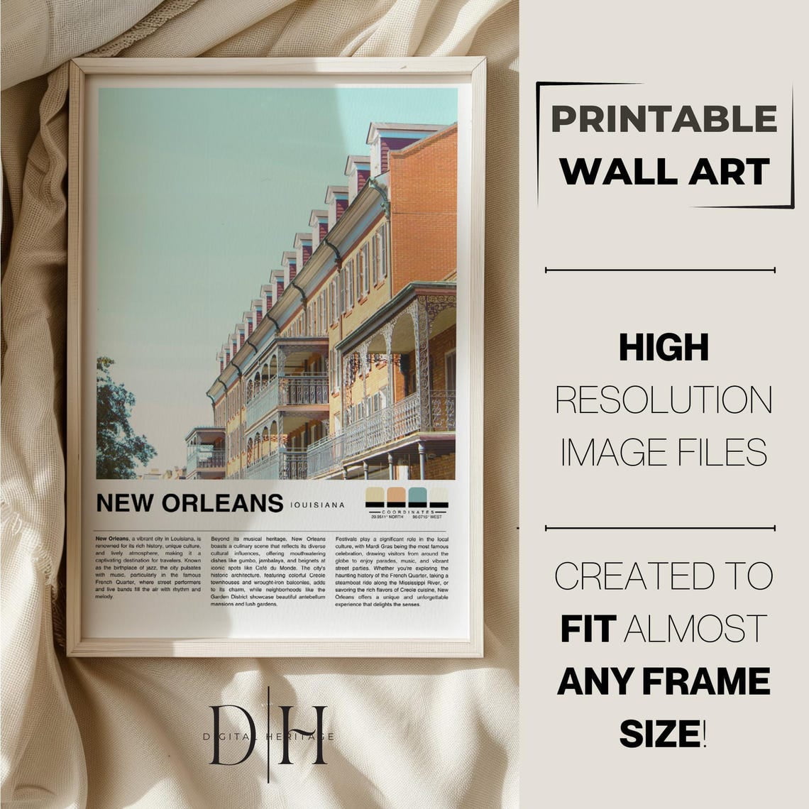 New Orleans Photo Poster: Minimalist Travel Wall Art, Unframed Canvas ...