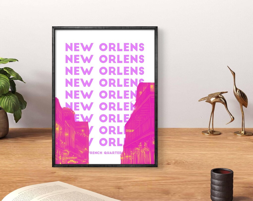 New Orleans Poster, French Quarter Wall Art, Downloadable Poster, Pink ...