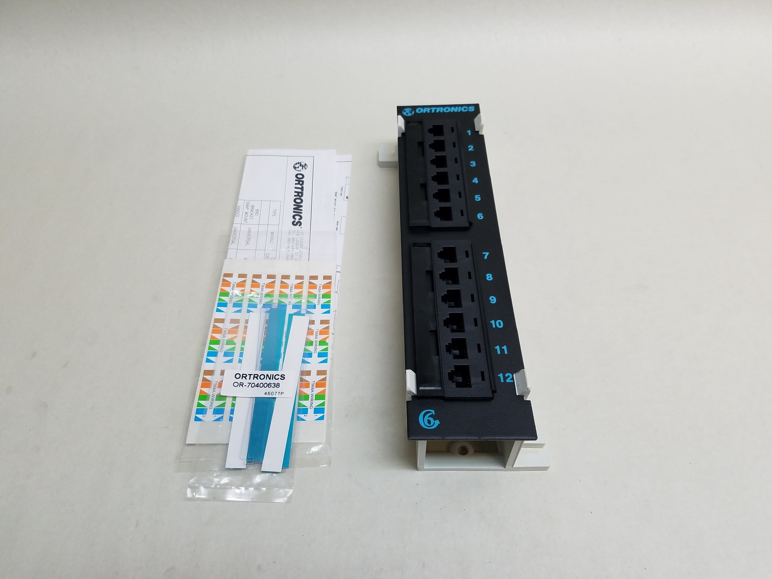 New Ortronics OR-PMP61289 12 Port Cat6 Mini Patch Panel On 89D Bracket ...