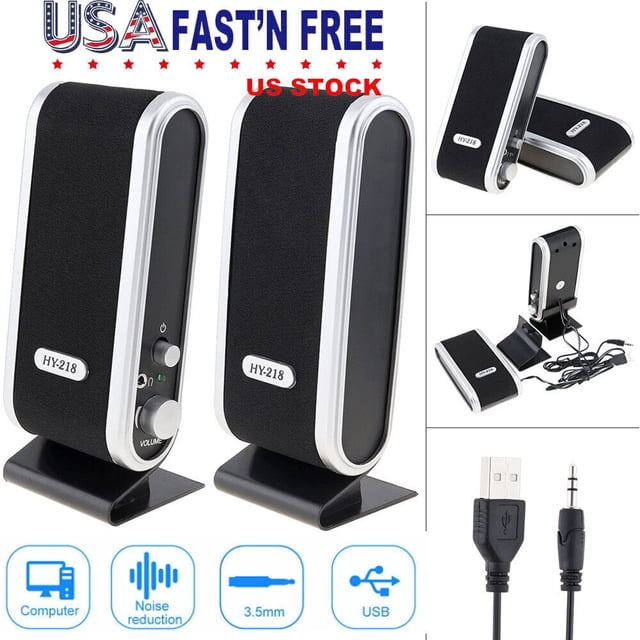 New PC Computer Speakers 2.0 Stereo USB 3.5 mm Jack Desktop Laptop ...
