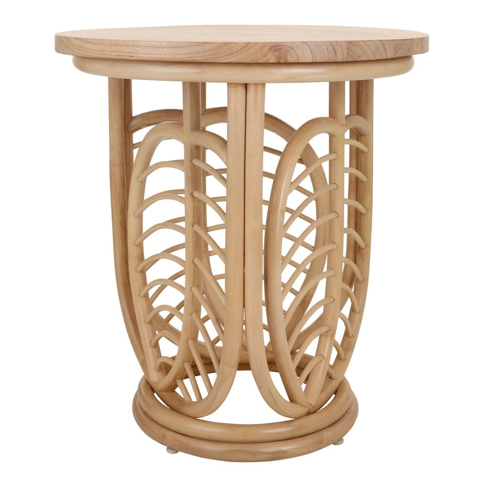 New Pacific Direct Ayra Rattan Side/End Table w/ Wood Top in Natural ...