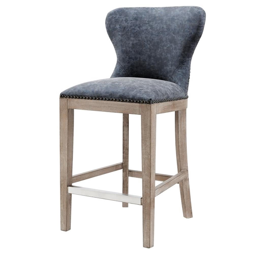 New Pacific Direct Dorsey 26" Faux Leather Counter Stool in Gray/Nubuck ...