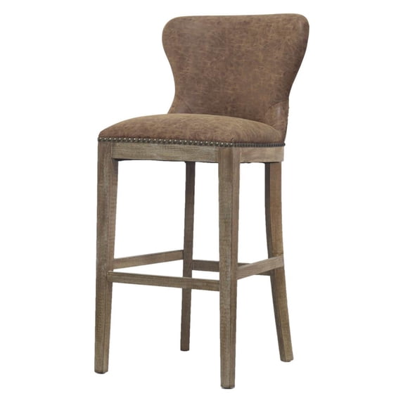 New Pacific Direct Dorsey 30.5" Faux Leather Bar Stool in Brown/Nubuck ...