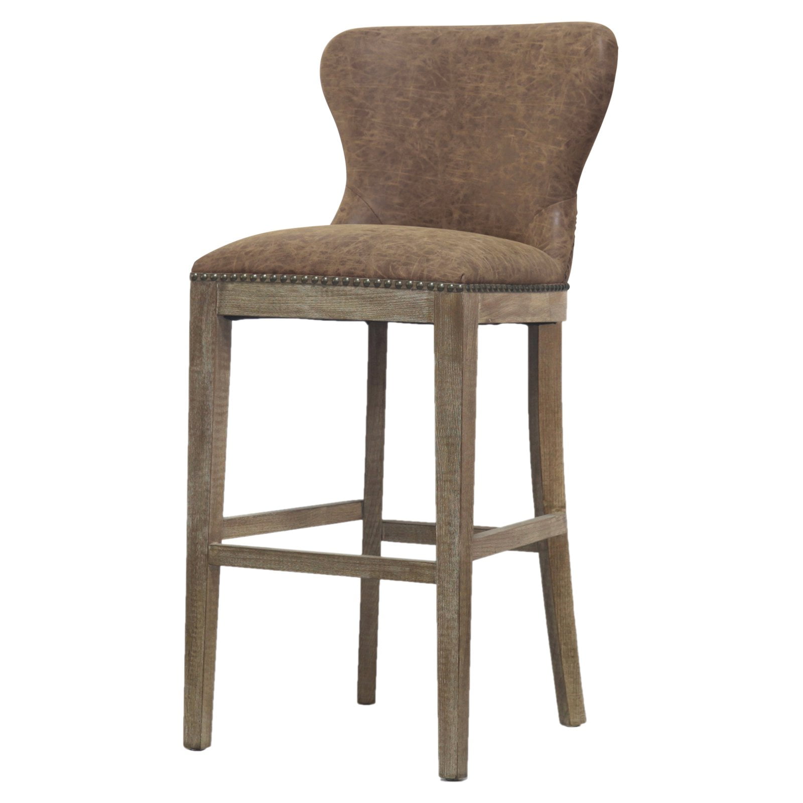 New Pacific Direct Dorsey 30.5" Faux Leather Bar Stool in Brown/Nubuck ...