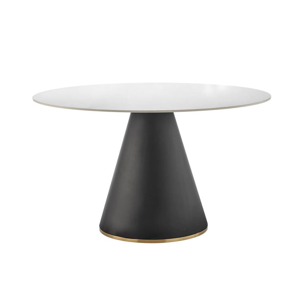 New Pacific Direct Modern 51" Round Marble Dining Table with Gold Trim ...
