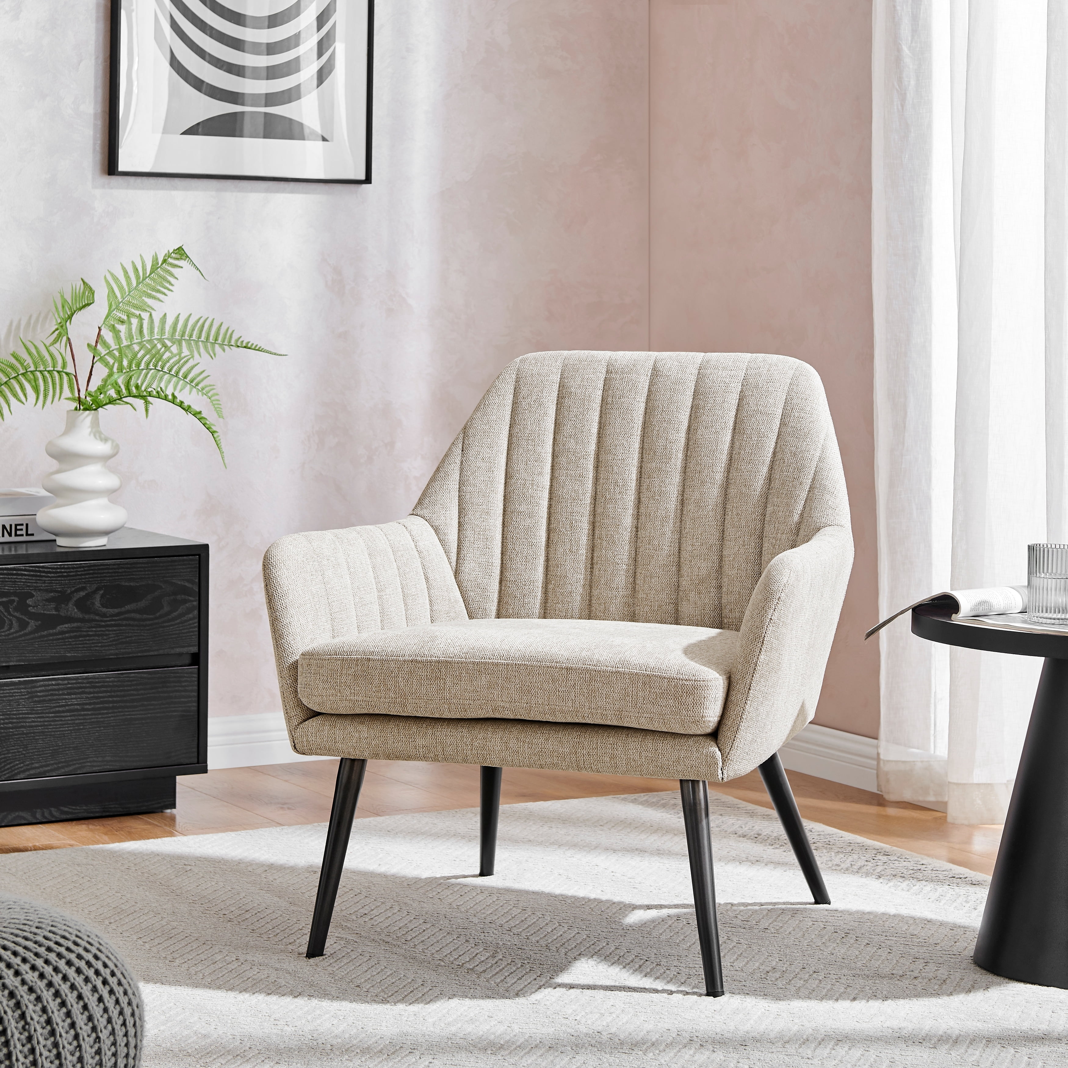 Jolene Fabric Accent Arm Chair Cream - Walmart.com