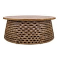 Pacific Direct Kamari Rattan COFFEE Table, Solid Mindi Wood Top, Canary Brown - Walmart.com