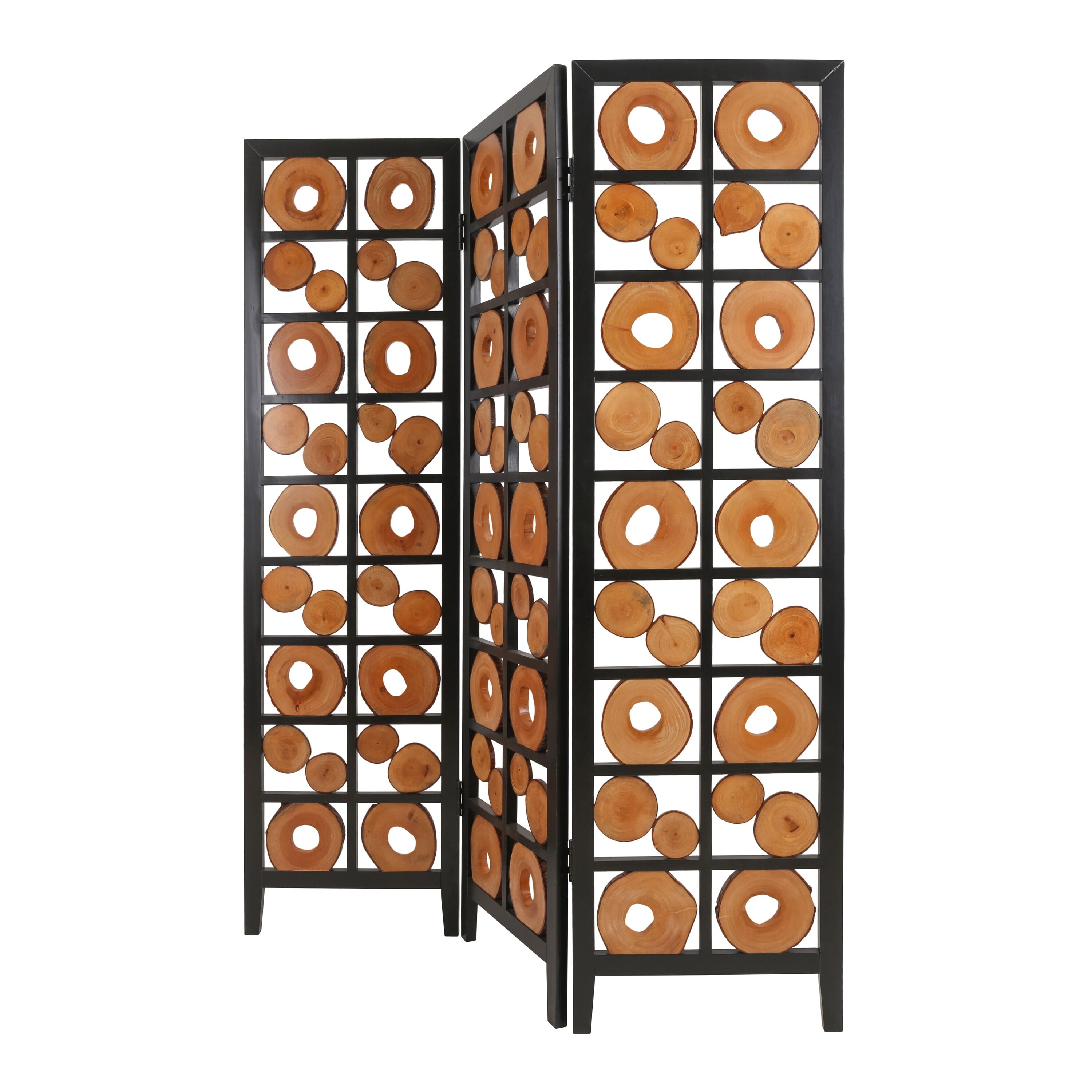 New Pacific Direct Kambria 3-Panel Modern Mahogany Wood Divider in ...