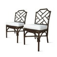 New Pacific Direct Kara 21" Fabric and Rattan Chair in Brown (Set of 2 ...