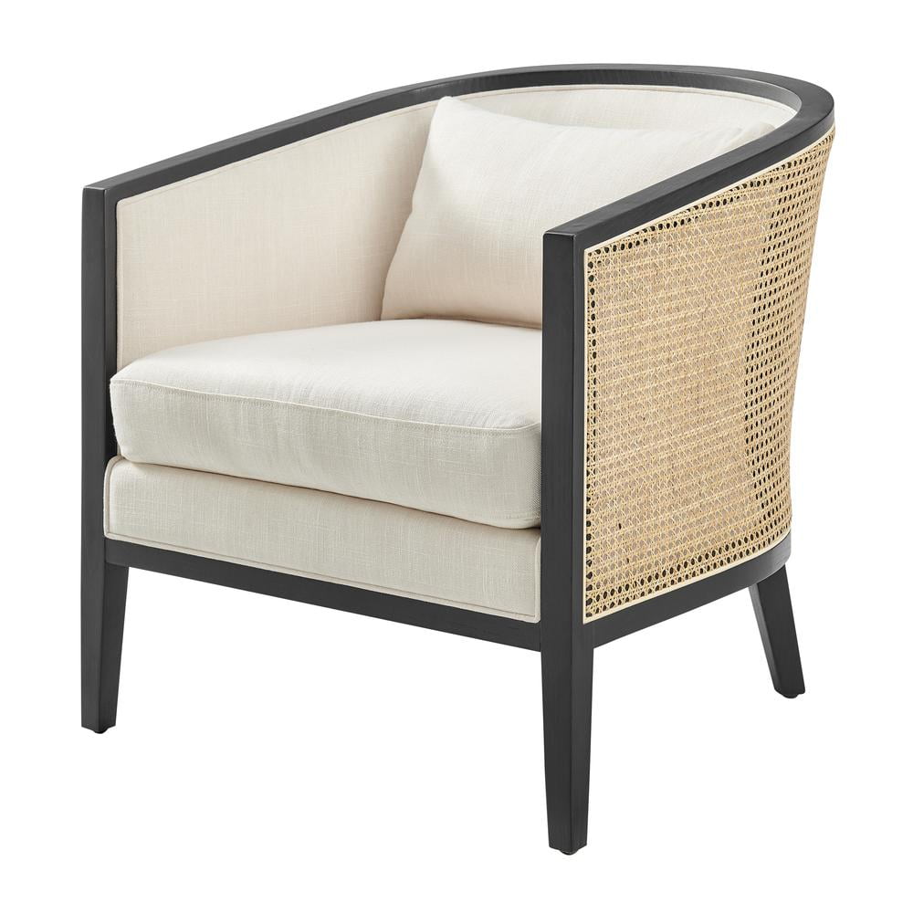 New Pacific Direct Tillman Accent Arm Chair, Rattan Frame, Black Legs ...