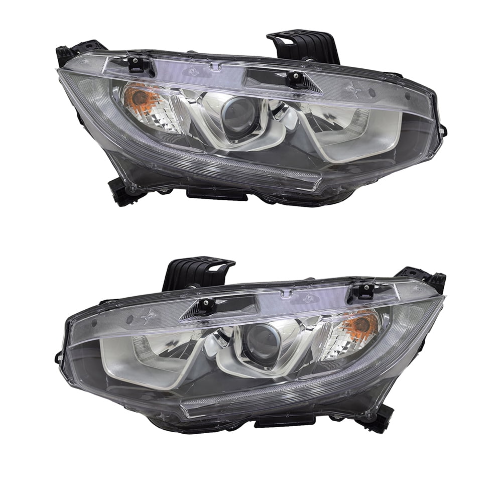 New Pair Of Halogen Headlights Compatible With Honda Civic Ex L ...