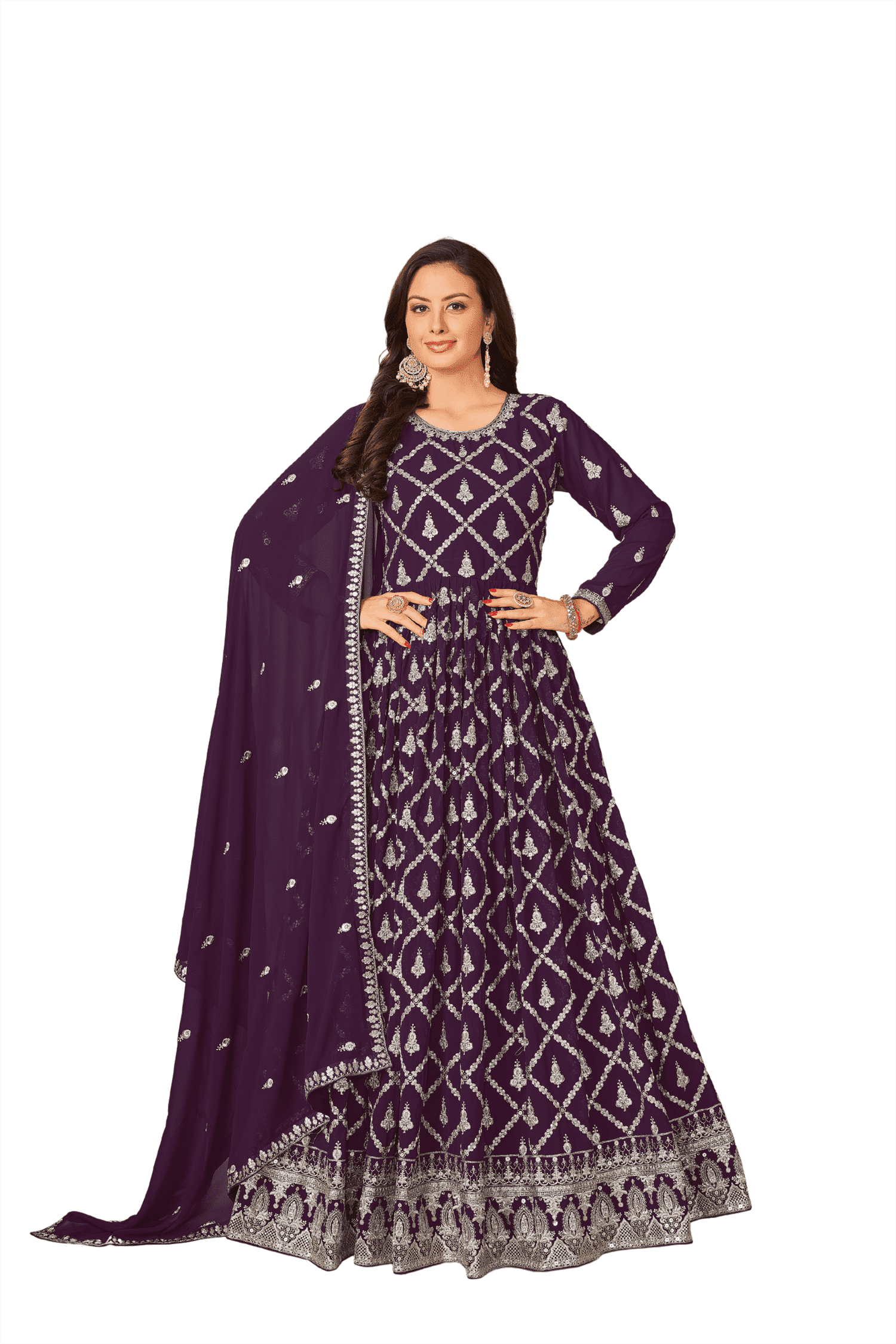 New Party Wear Anarkali Gown Women Designer Salwar Kameez Indian ...