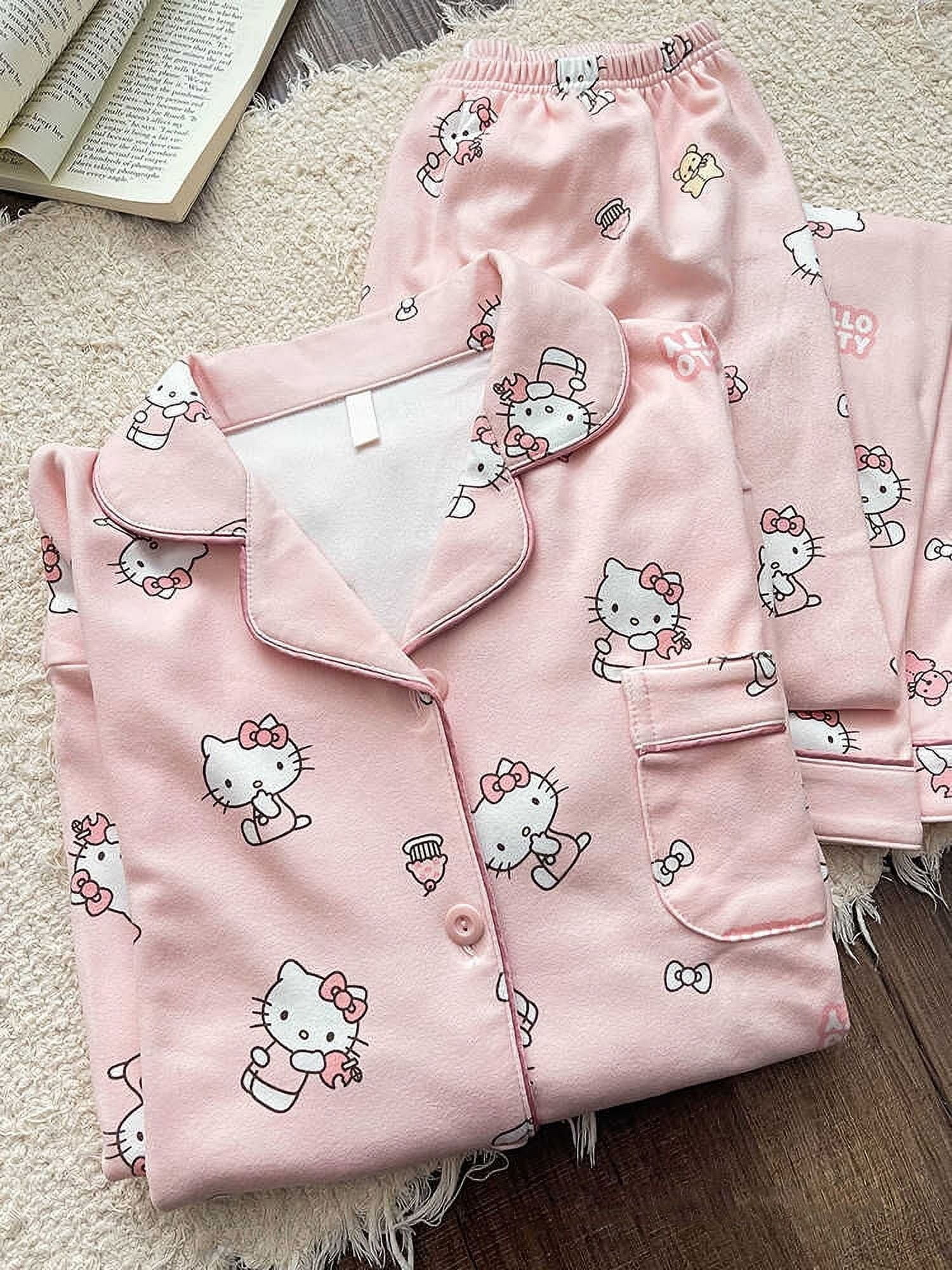 New Pink Hello Kitty Velvet Pajamas Suit for Women in Winter Student ...