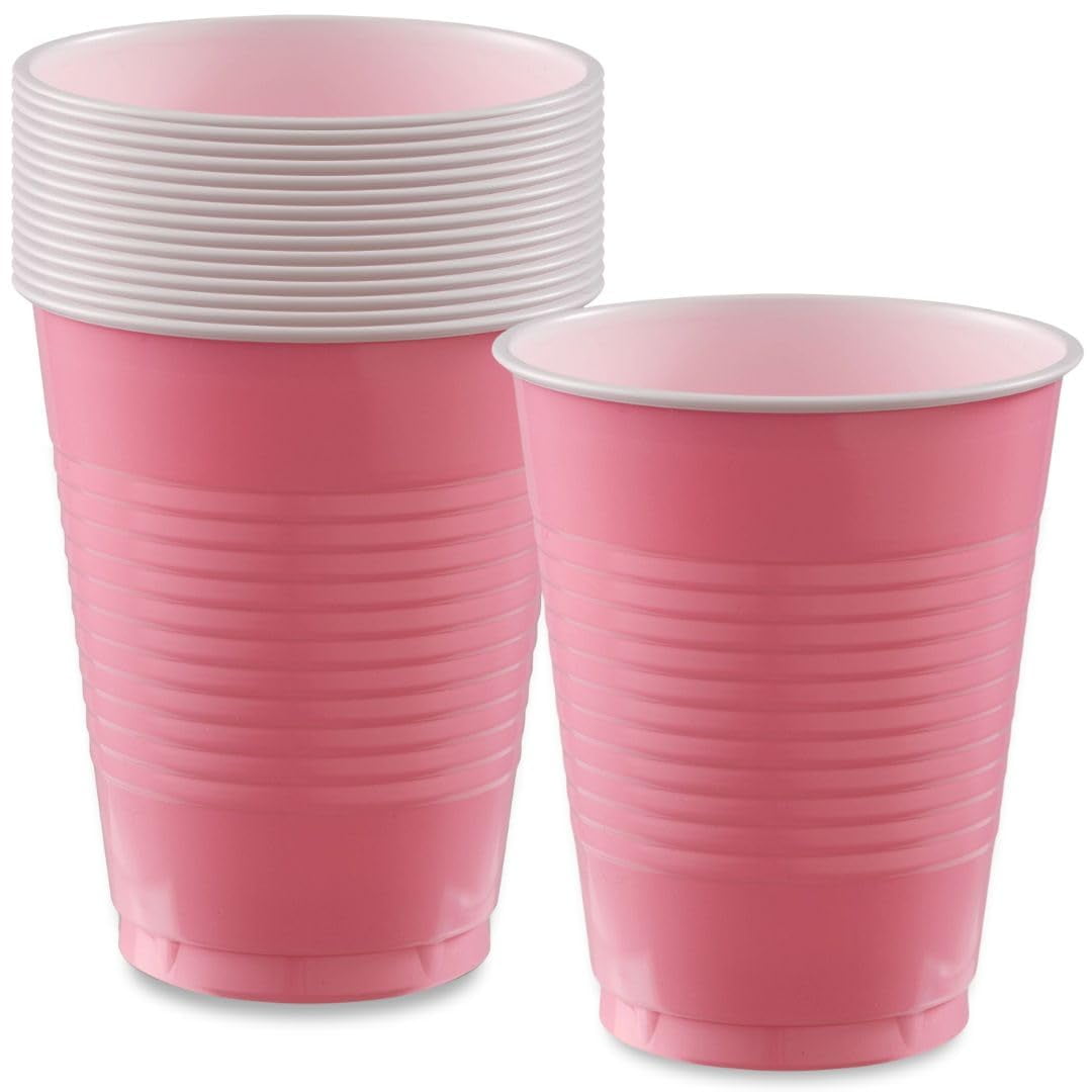 Disposable Plastic Cups - 18 oz. | New Pink | 50 Pcs. - Walmart.com