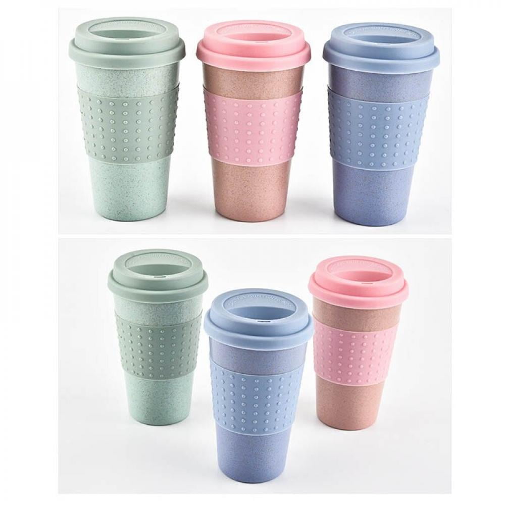New Plastic Wheat Straw Travel Coffee Mugs Coffee Cup with Travel Lid ...