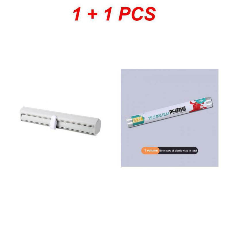 New Plastic Wrap Cutter Food Film Dispenser Adjustable Storage Cutting ...