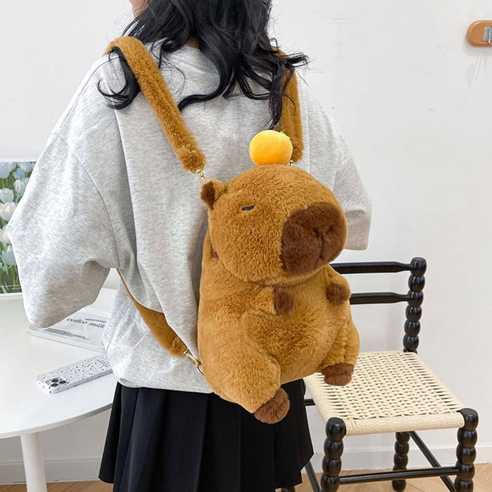 New Plush Backpack Capybara Single Shoulder Crossbody Bag Handbag Soft ...