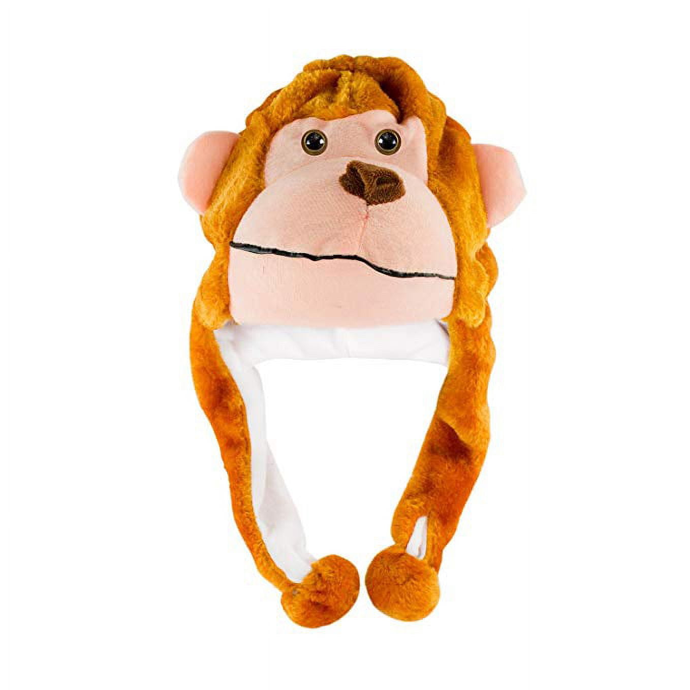 New Plush Fun Animal Hats Monkey One Size Cap - Walmart.com