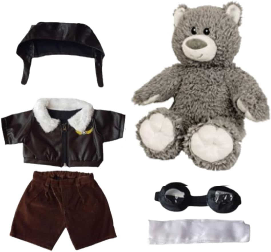 New Plush Gear Boon Bear with Pilot Outfit Helmet Goggles and Scarf, 16 ...