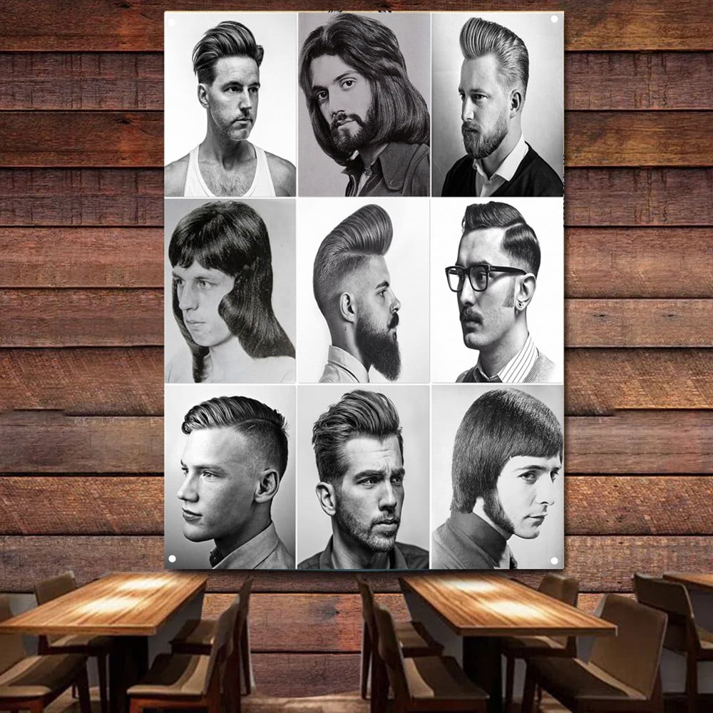 New Popular Men's Hairstyle Poster Wall Charts 38" x 57" Vintage Barber ...