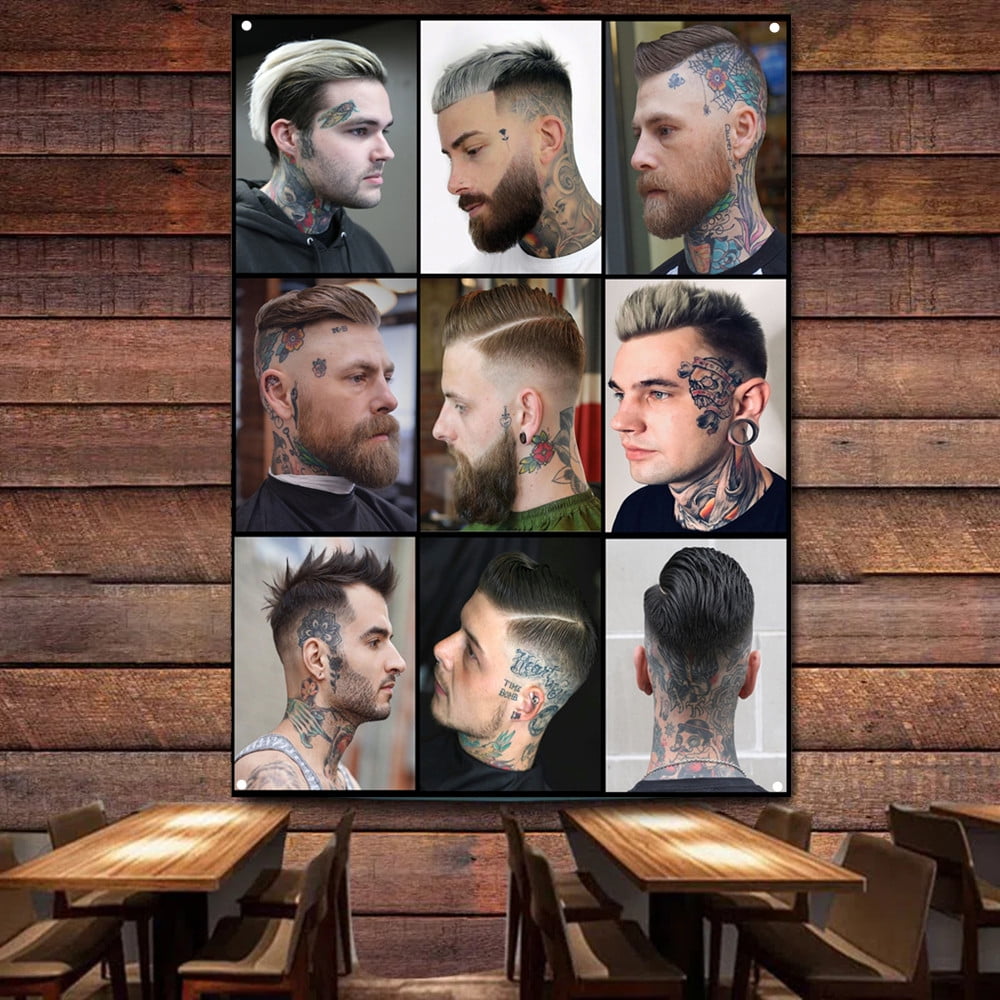 New Popular Men's Hairstyle Poster Wall Charts 38" x 57" Vintage Barber ...