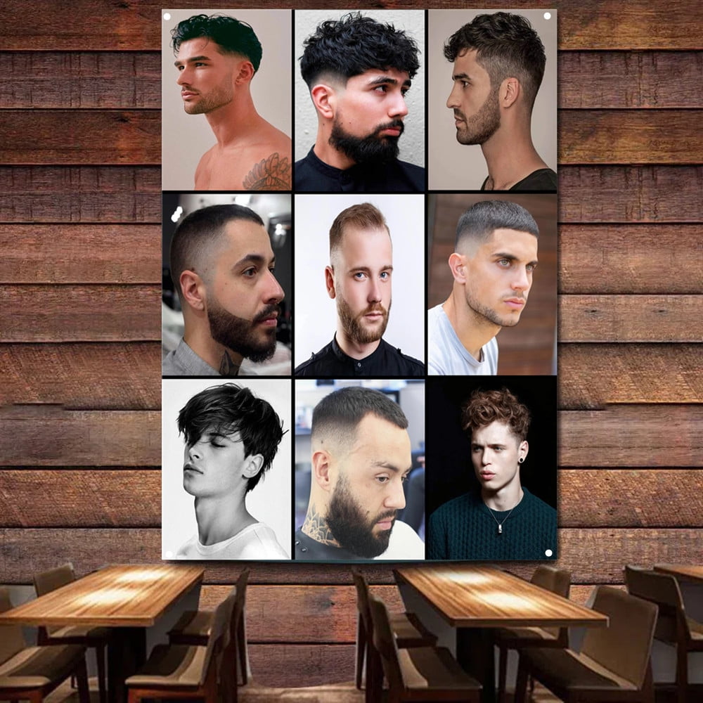 New Popular Men's Tattoos Hairstyle Poster Wall Charts Barber Shop Wall ...
