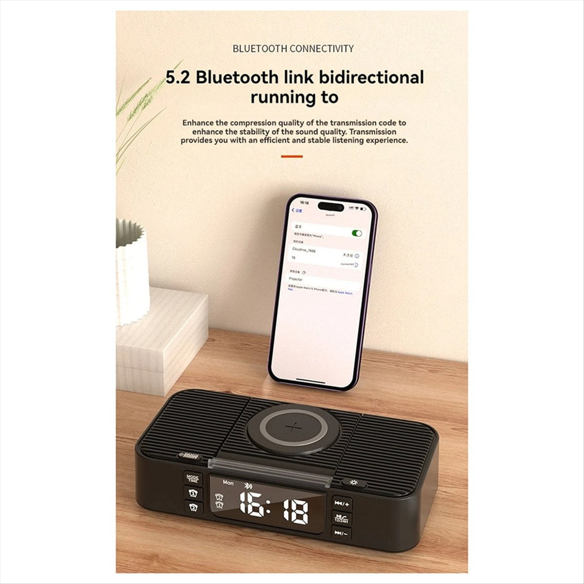 New Portable Bluetooth Speaker with Wireless Charging Atmosphere Light ...