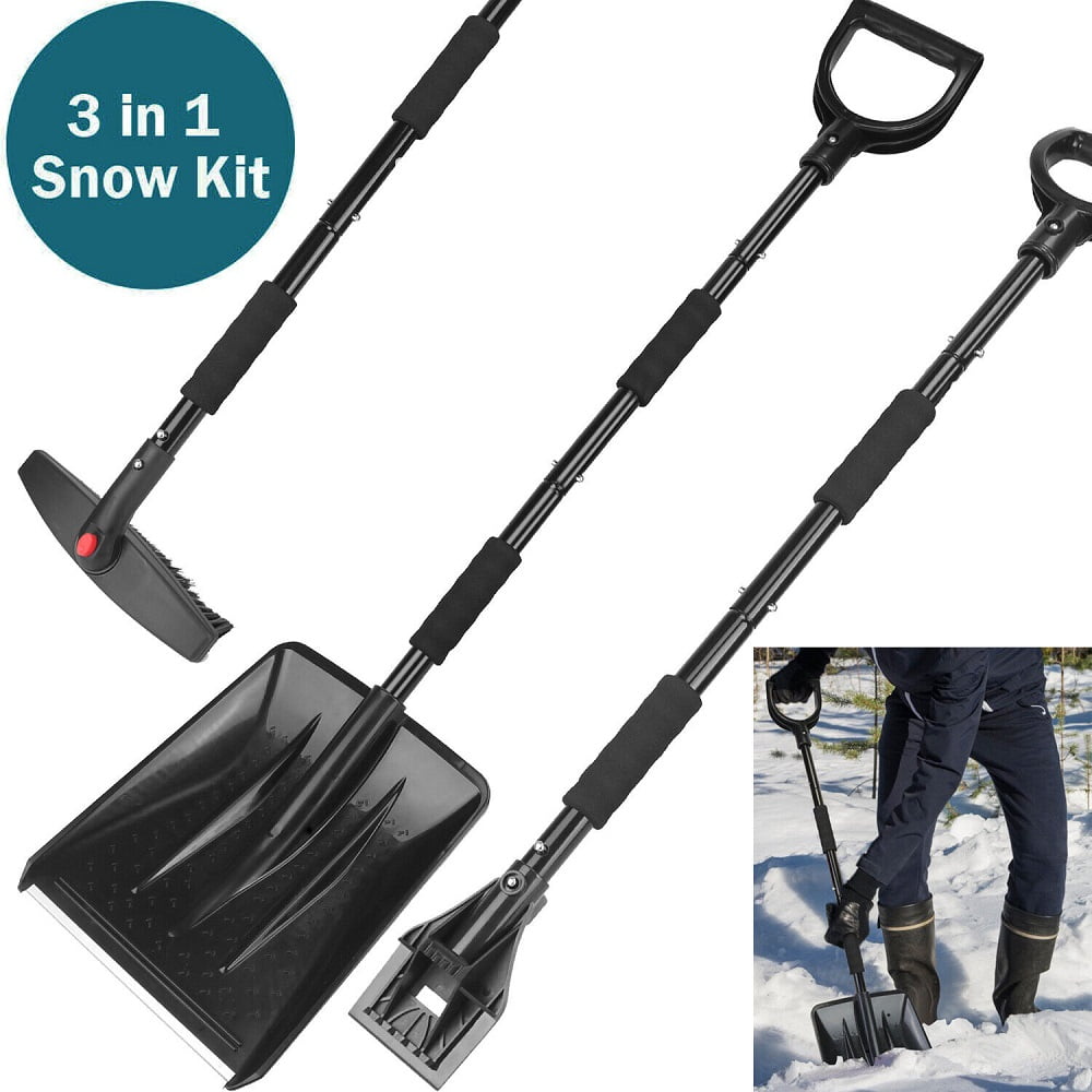 New Portable Snow Shovel Kit Brush Ice Scraper Collapsible Removable ...
