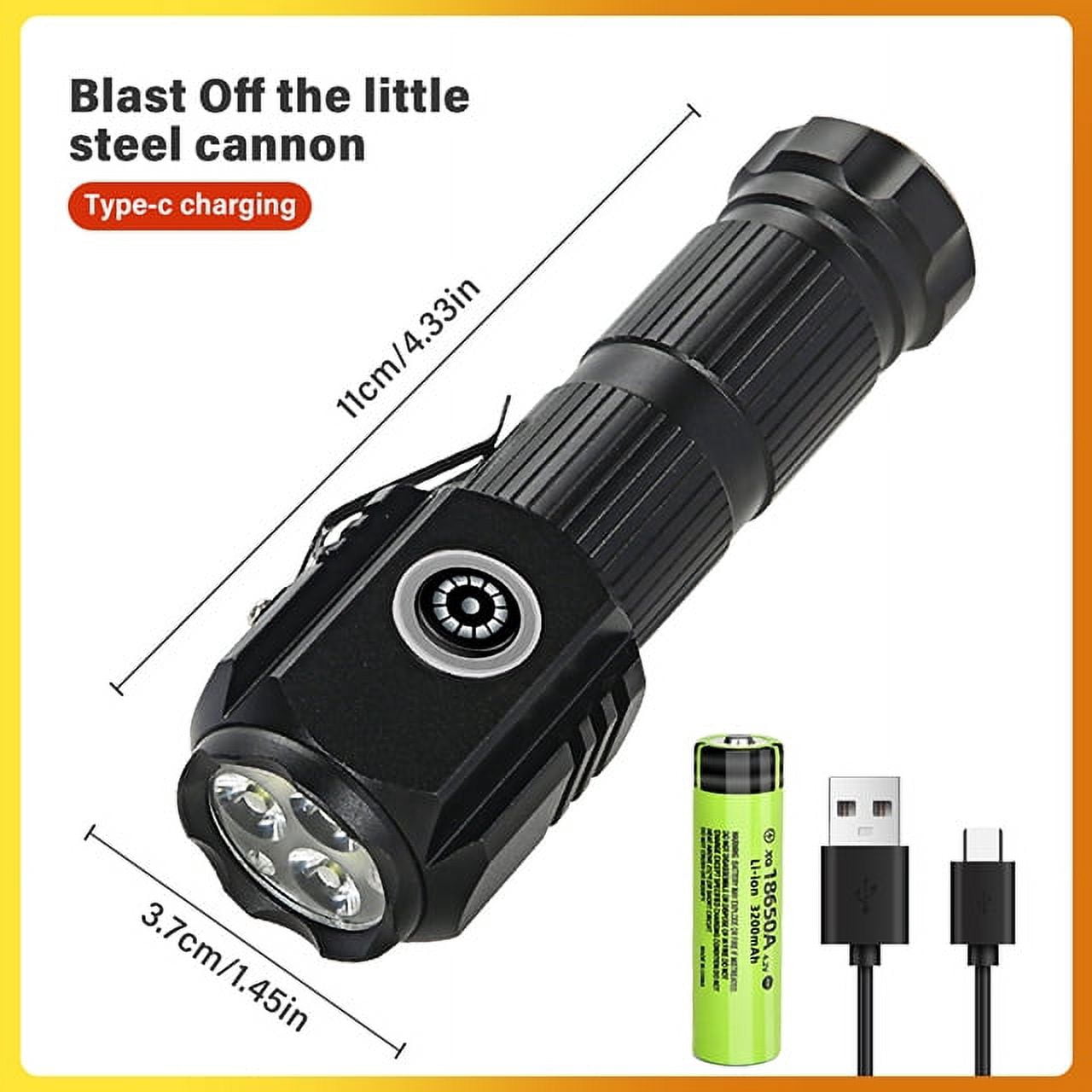 New Powerful 3 F350LED Flashlight Type-C Rechargeable Portable 2000LM ...