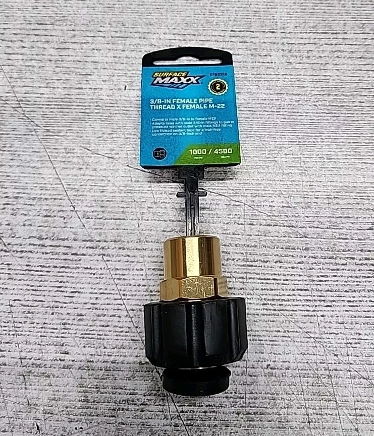 New Pressure Washer 3/8” Fpt To M22 Gun Connector Surface Maxx (Brass ...