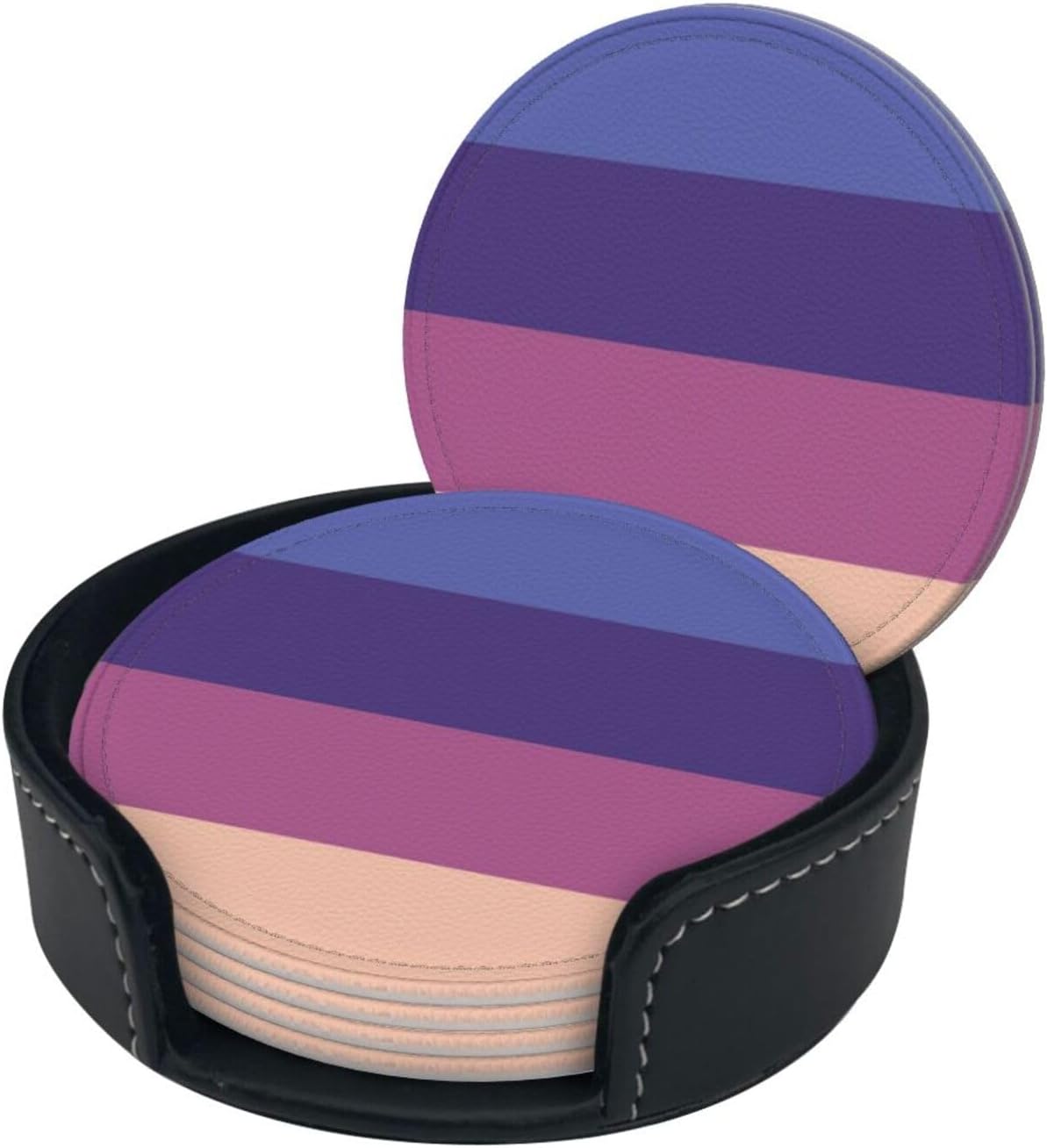 New Pride Flag Intersex Premium Leather Coasters - Set of 6 with Holder ...