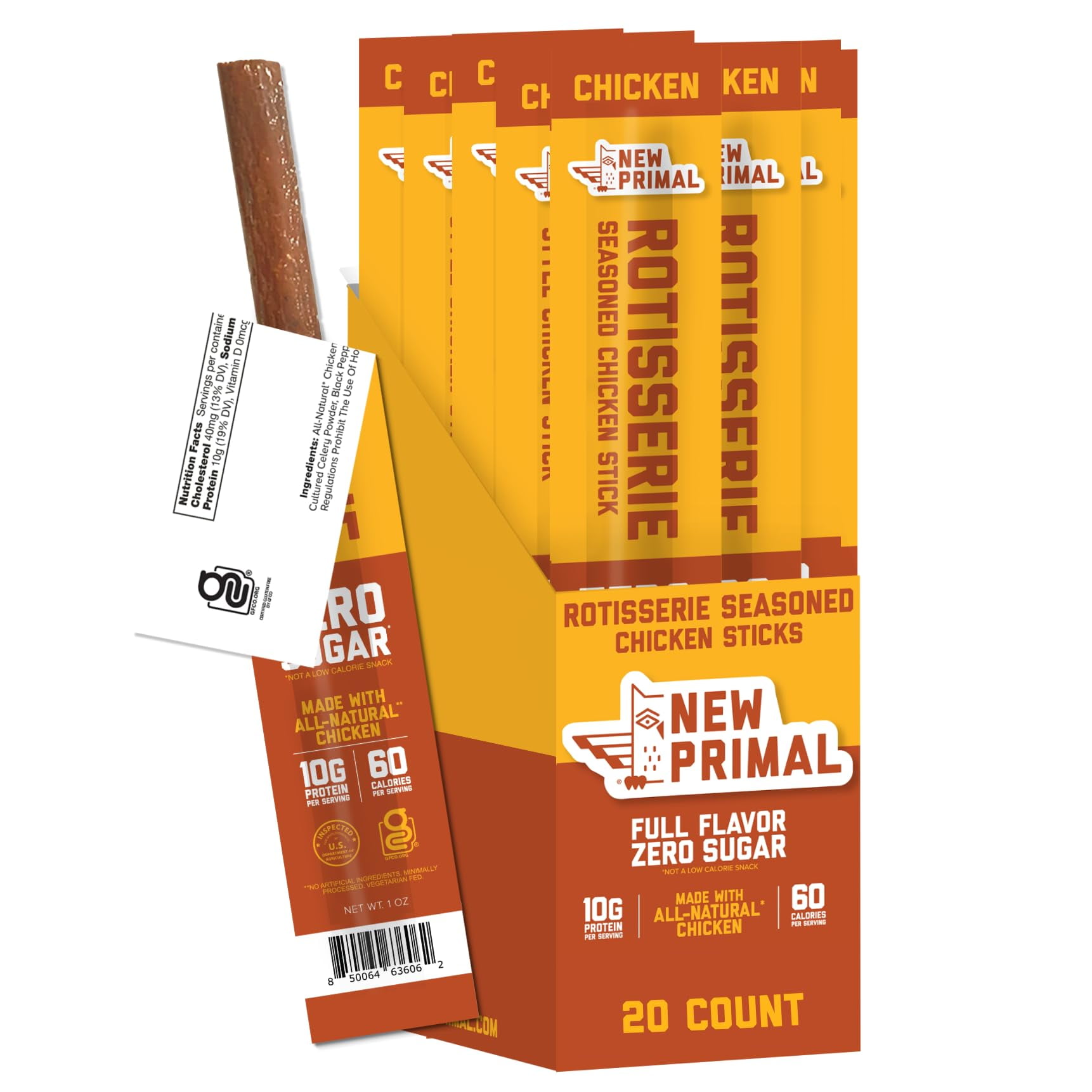 New Primal Rotisserie Chicken MFF30 Sticks, Zero Sugar High Protein ...