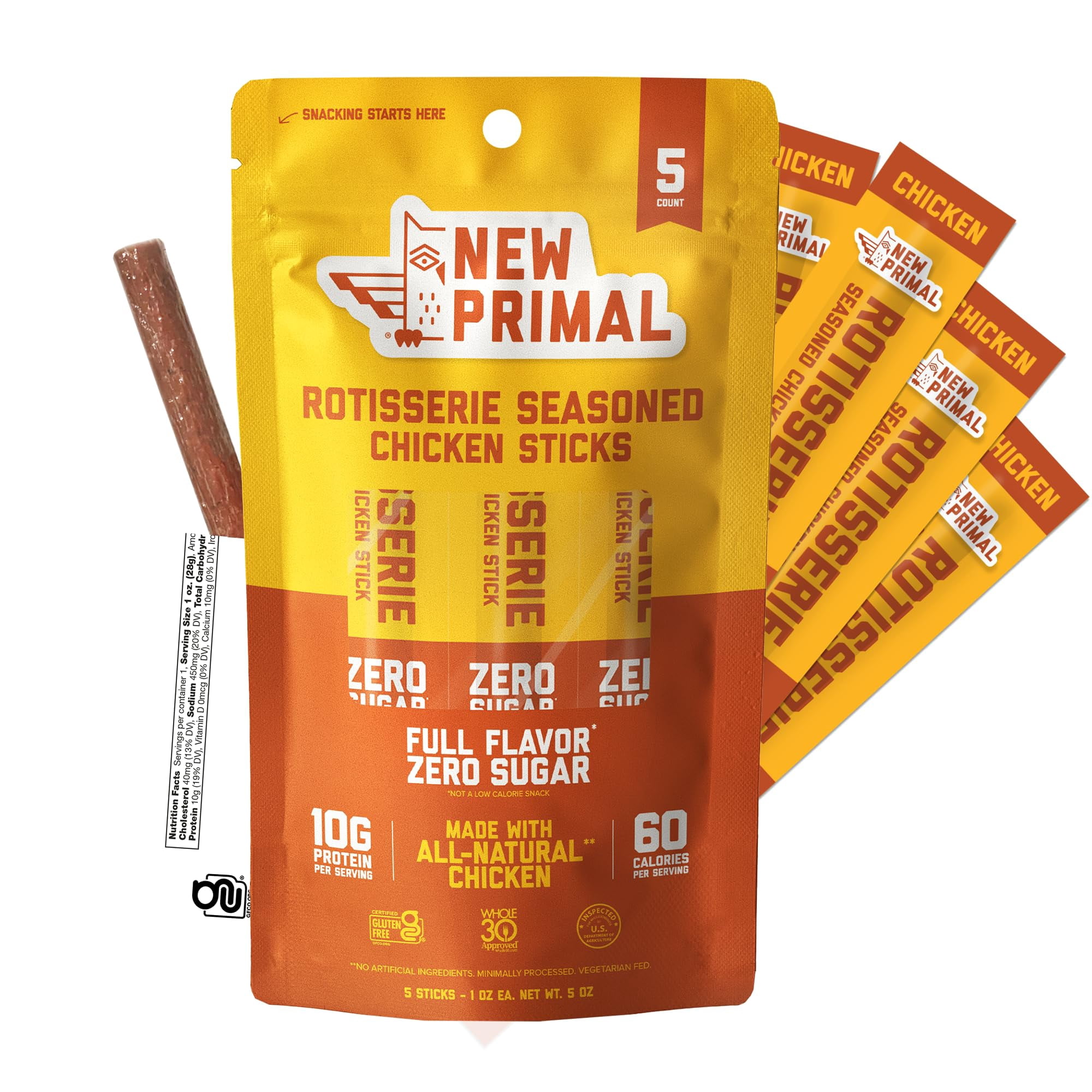 New Primal Rotisserie Chicken MFF30 Sticks, Zero Sugar High Protein ...