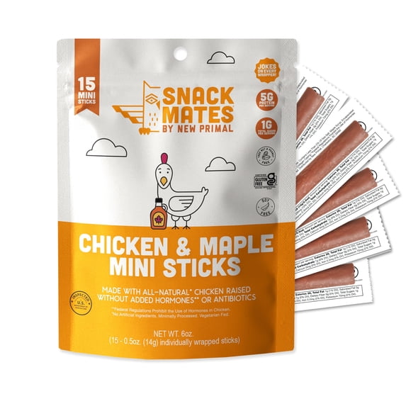 The New Primal Snack Mates Chicken & Maple Sticks, Gluten Free Healthy ...