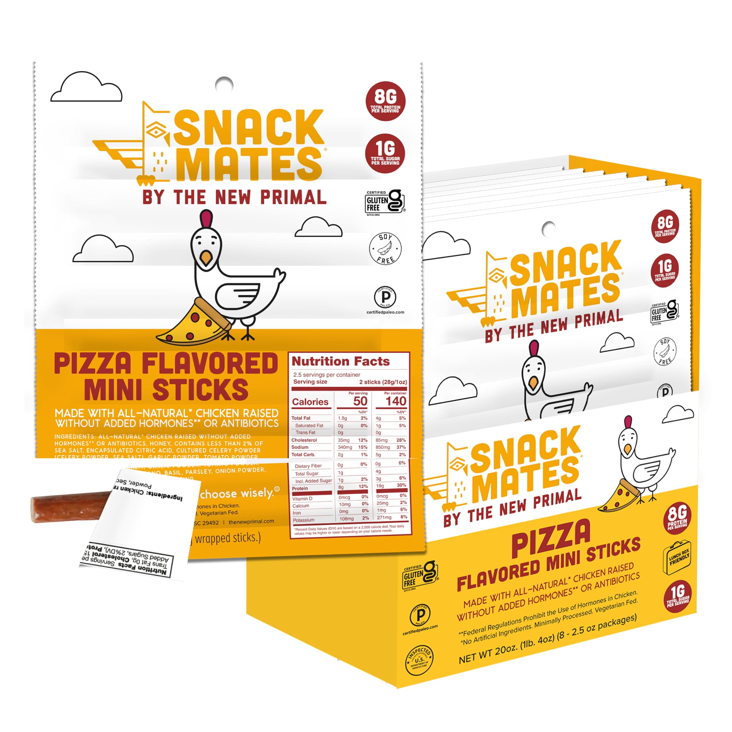 New Primal Snack Mates Pepperoni Pizza Chicken Sticks, Free Healthy ...