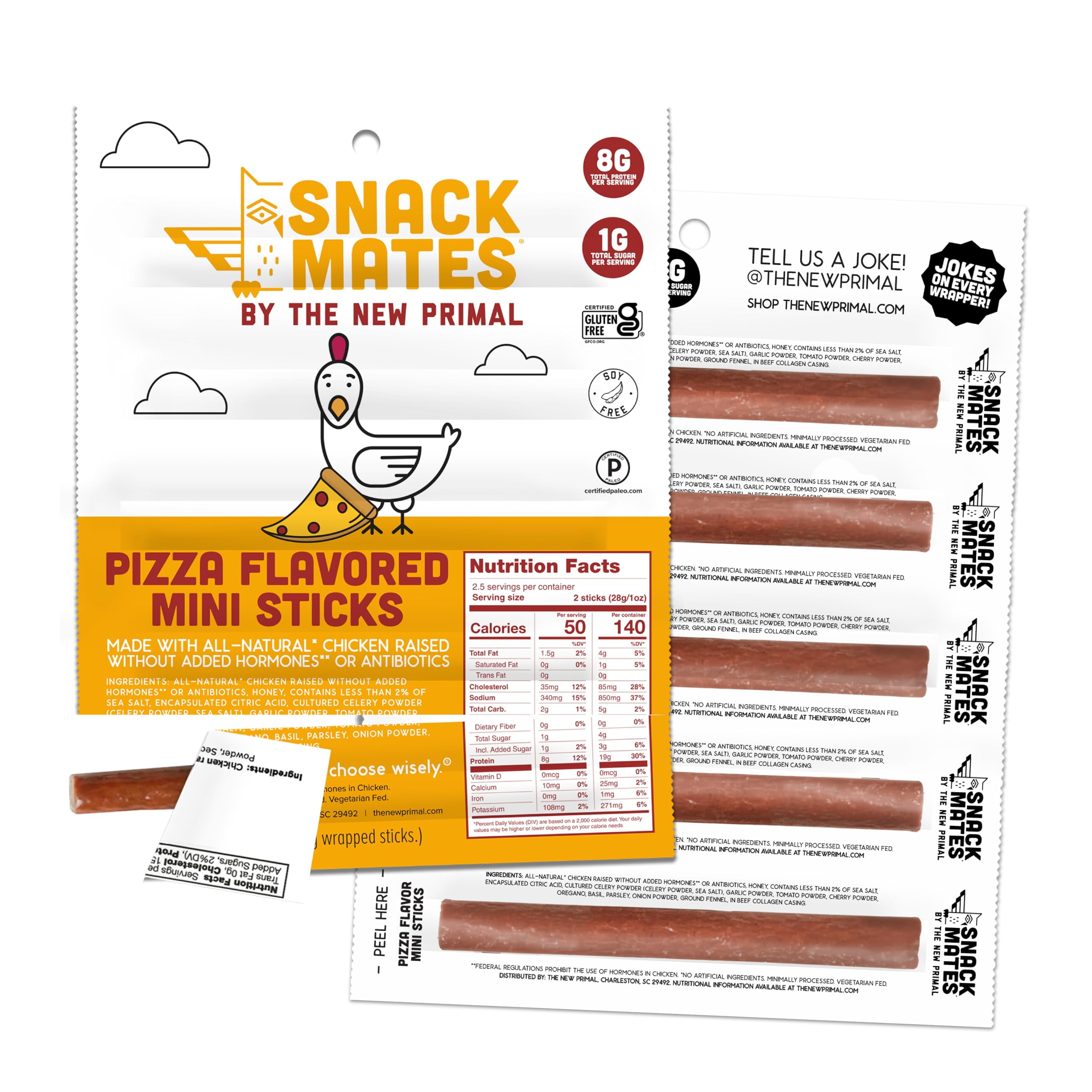 New Primal Snack Mates YPF5 Pepperoni Pizza Chicken Sticks, Healthy ...