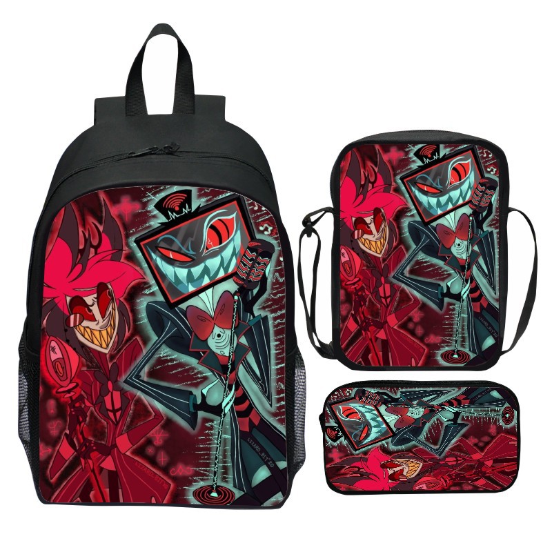 New Printed Hell Inn Hazbin Hotel Season Three-Piece Suit School Bag ...