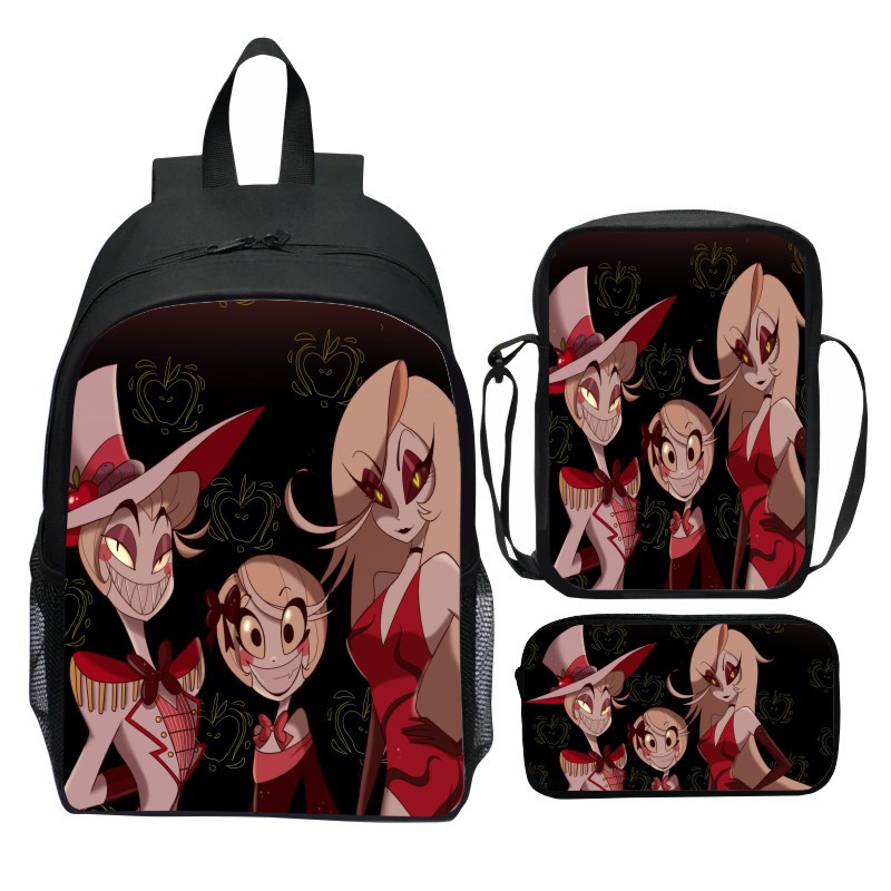 New Printed Hell Inn Hazbin Hotel Season Three-Piece Suit School Bag ...