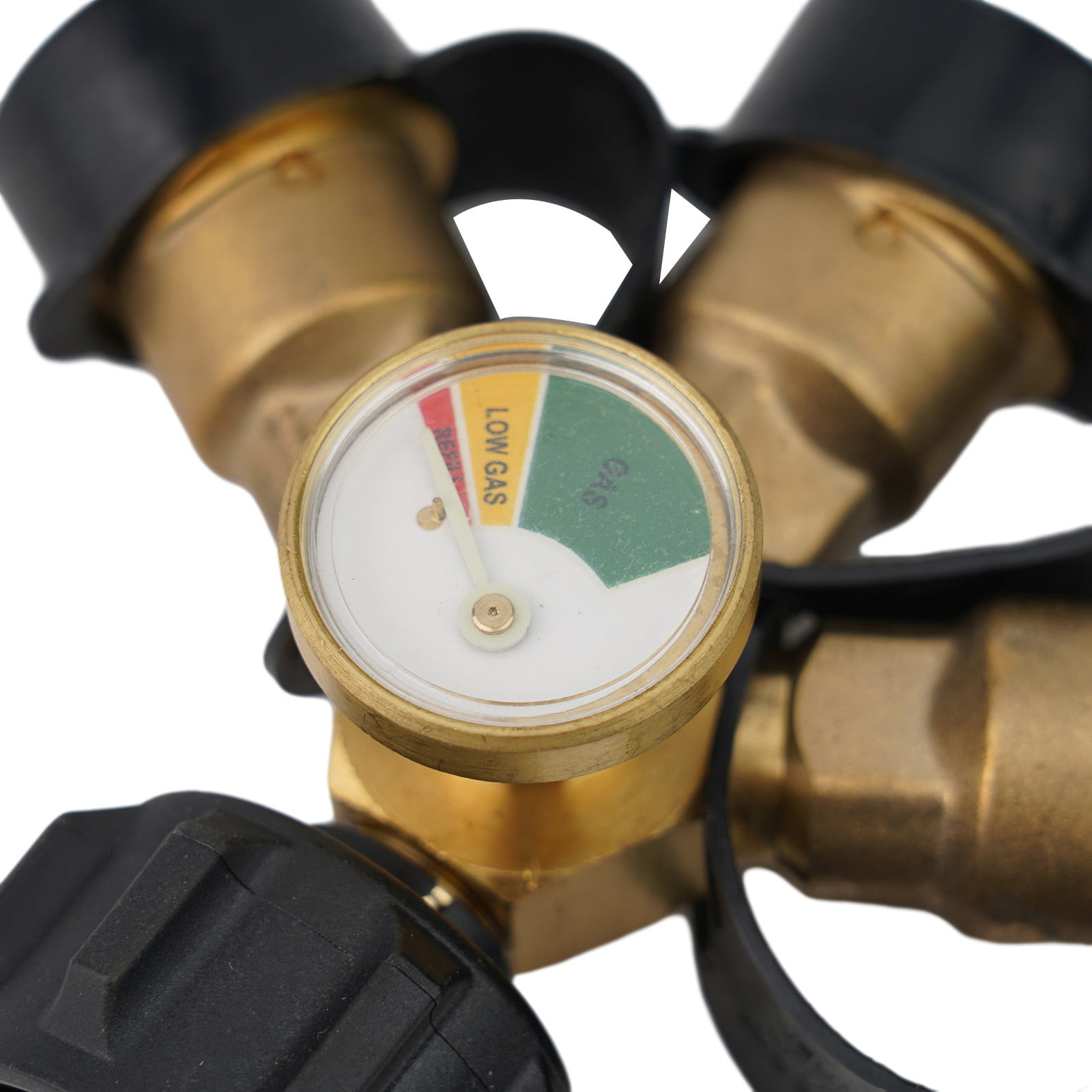 New Propane Splitter 3 Way Gas Splitter Pressure Gauge Shut-Off Valve ...