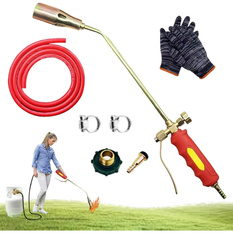 Flame Thrower Garden Tool Propane Weed Burner Torch Kit With Gloves ...