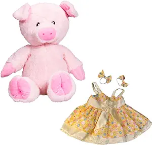 New Pudge the Pig Plush Toy with Sunshine Yellow Summer Dress ...