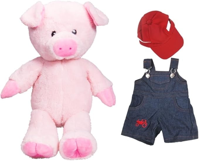 Plush Gear Pudge the Pig 16" Stuffed Animal with Farmer Outfit – Cute ...