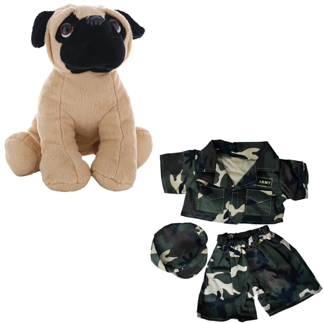 New Pugsley the Pug With 16 Inch Army Green Outfit with Cap – Military ...